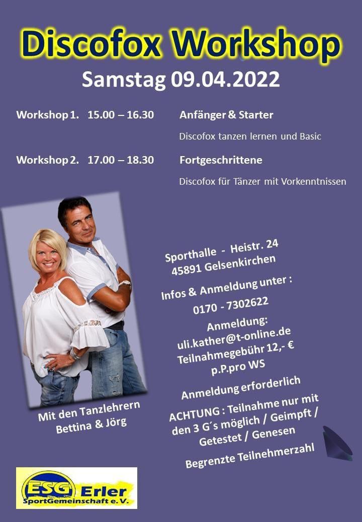 Discofox Workshop am 9. April 2022 - Erler-Sportgemeinschaft e.V.